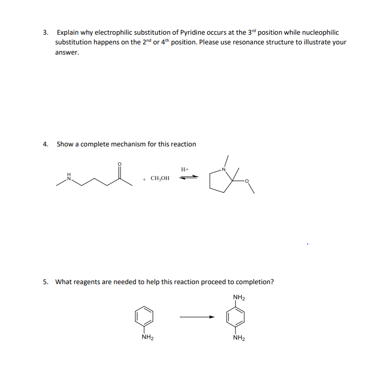 Solved 3. Explain why electrophilic substitution of Pyridine | Chegg.com