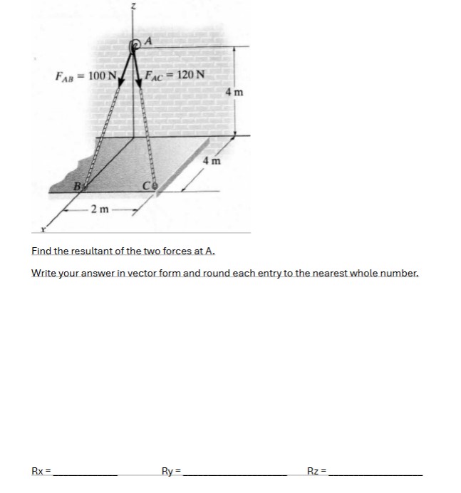 Solved Find the resultant of the two forces at A.Write your | Chegg.com