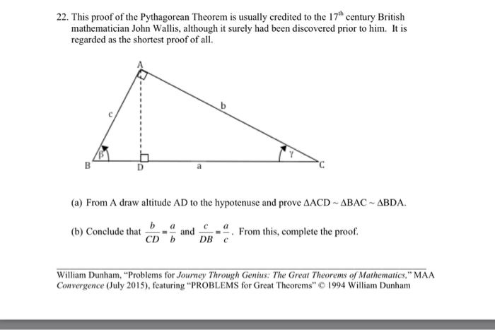 Solved This proof of the Pythagorean Theorem is usually | Chegg.com