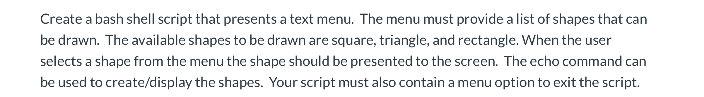 Solved Create A Bash Shell Script That Presents A Text Menu
