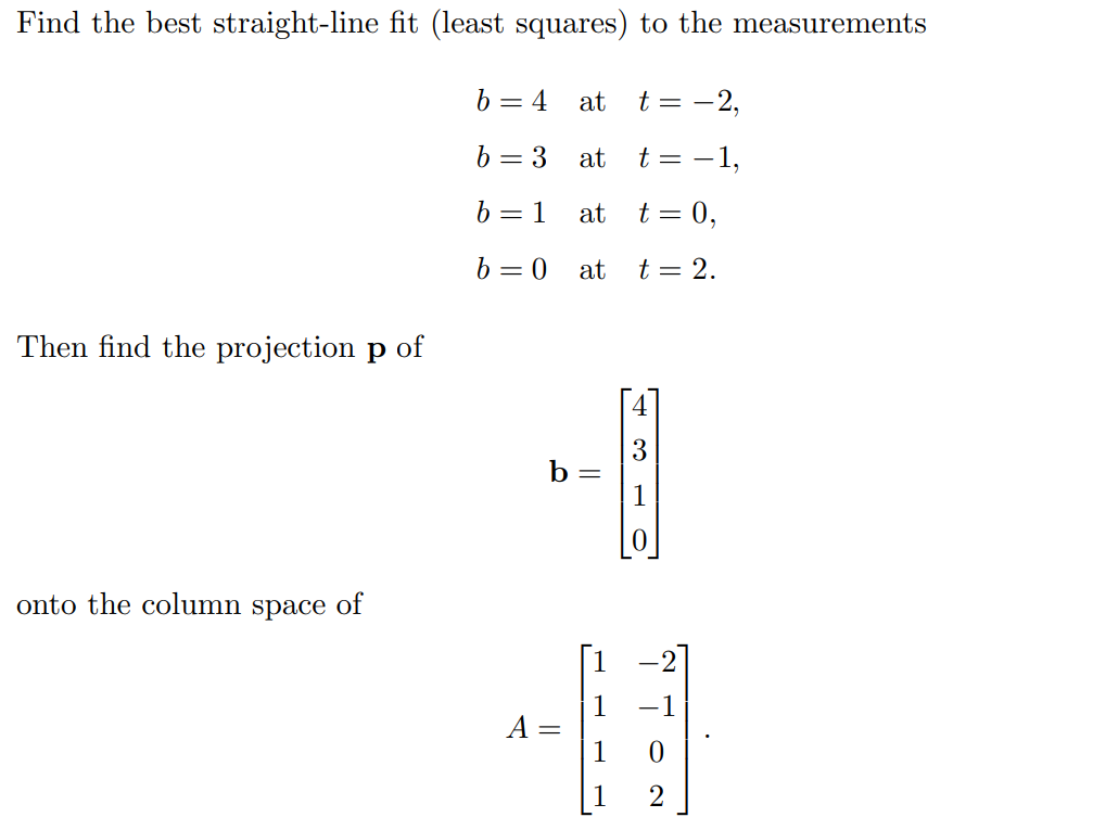 Solved Find the best straight-line fit (least squares) to | Chegg.com