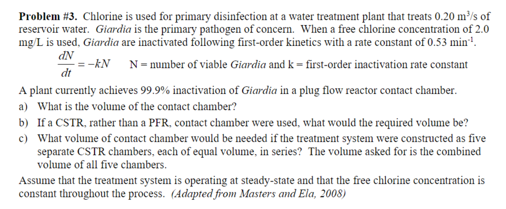 Solved Problem \#3. Chlorine is used for primary | Chegg.com
