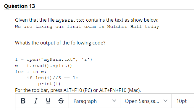 Solved Given that the file mypara. txt contains the text as | Chegg.com