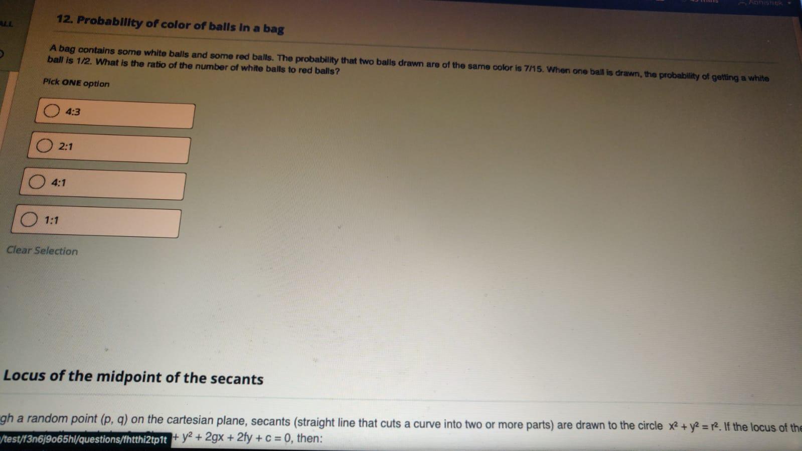 Solved ALL D 12. Probability of color of balls in a bag A | Chegg.com