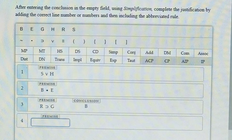 Solved After entering the conclusion in the empty field, | Chegg.com
