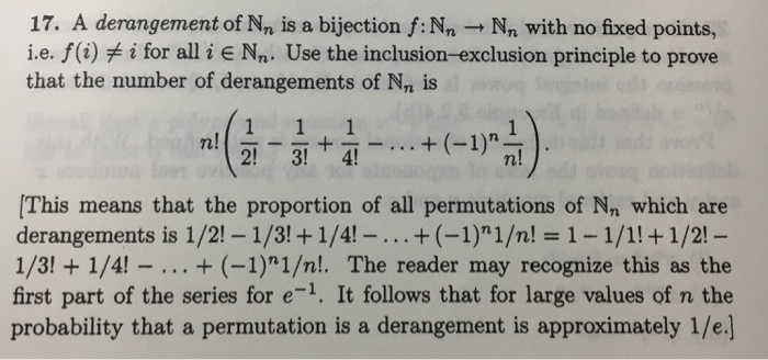 Solved A derangement of N_n is a bijection f: N_n rightarrow | Chegg.com