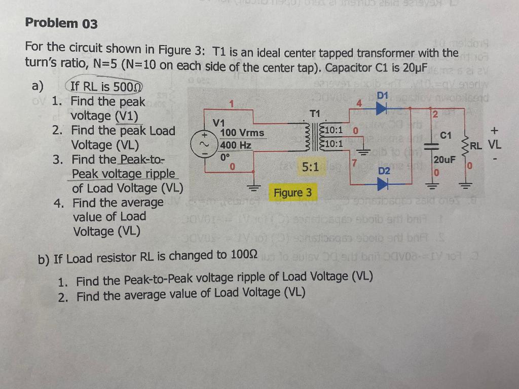 Solved For the circuit shown in Figure 3: T1 is an ideal | Chegg.com