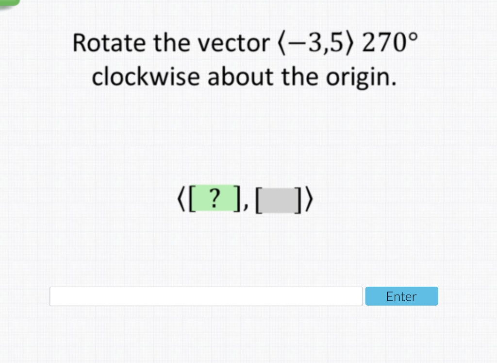 Solved Rotate the vector (-3,5) 270° clockwise about the | Chegg.com