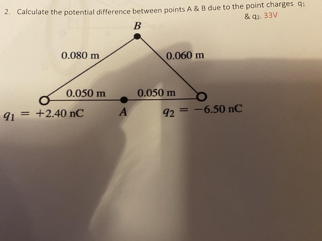 Solved 2. Calculate the potential difference between points | Chegg.com