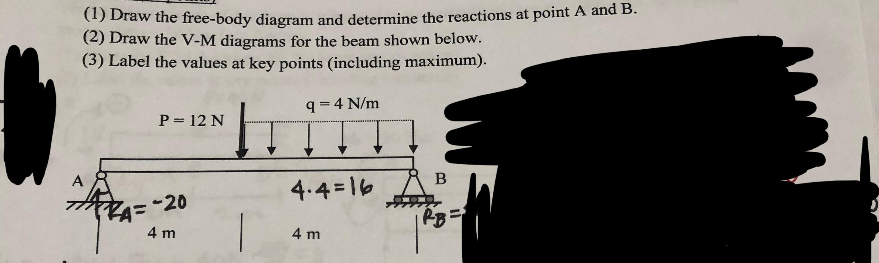 [Solved]: (1) Draw the free-body diagram and determine the