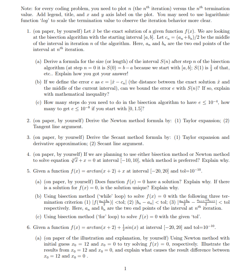 Solved Note: for every coding problem, you need to plot n | Chegg.com