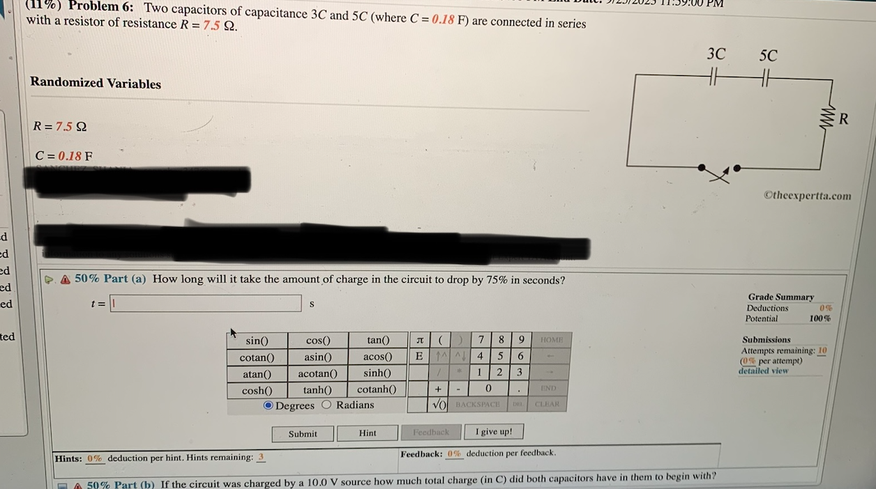 Solved Hi. Please help me on this problem. I'm more stuck on | Chegg.com