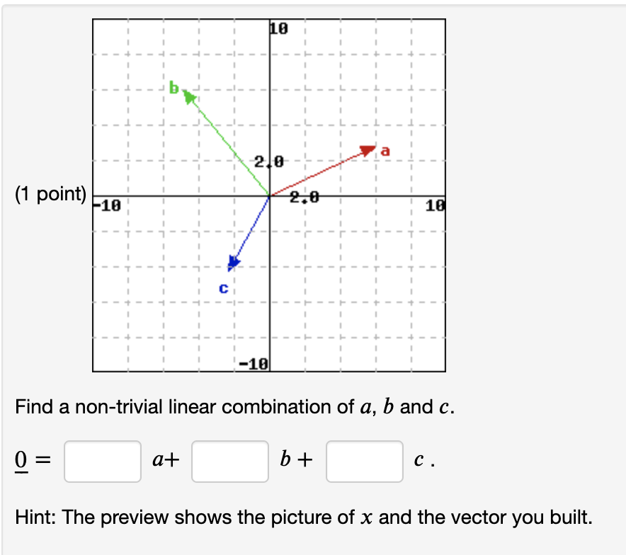 Solved 10 a 210 (1 point) -10 16 -10 Find a non-trivial | Chegg.com