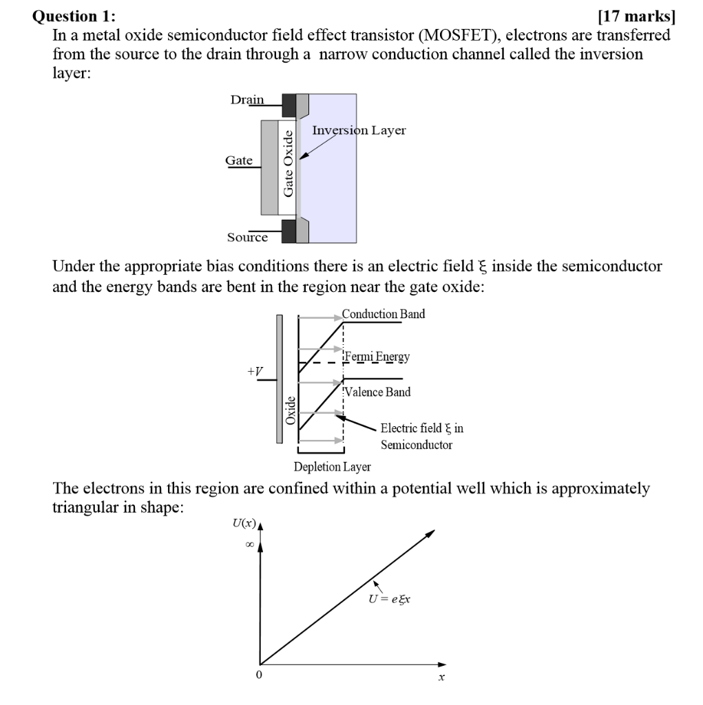 Solved Question 1: [17 marks] In a metal oxide semiconductor | Chegg.com