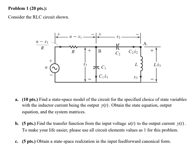 Solved Problem 1 20 Pts Consider The Rlc Circuit Shown