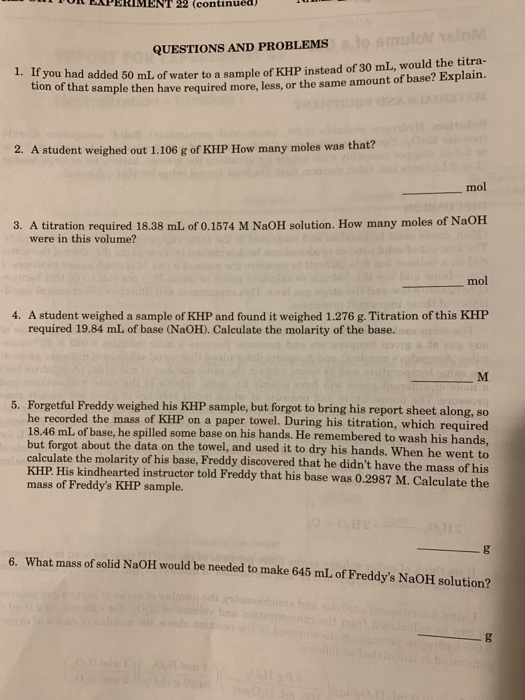 Solved NAME SECTION INSTRUCTOR DATE REPORT FOR EXPERIMENT 22 | Chegg.com