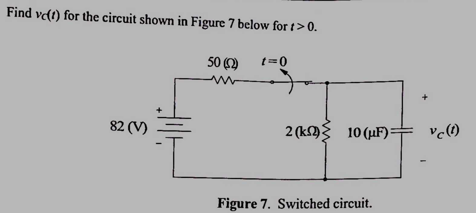 Solved Find vC(t) for the circuit shown in Figure 7 below | Chegg.com