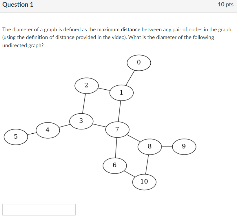 Solved The diameter of a graph is defined as the maximum | Chegg.com
