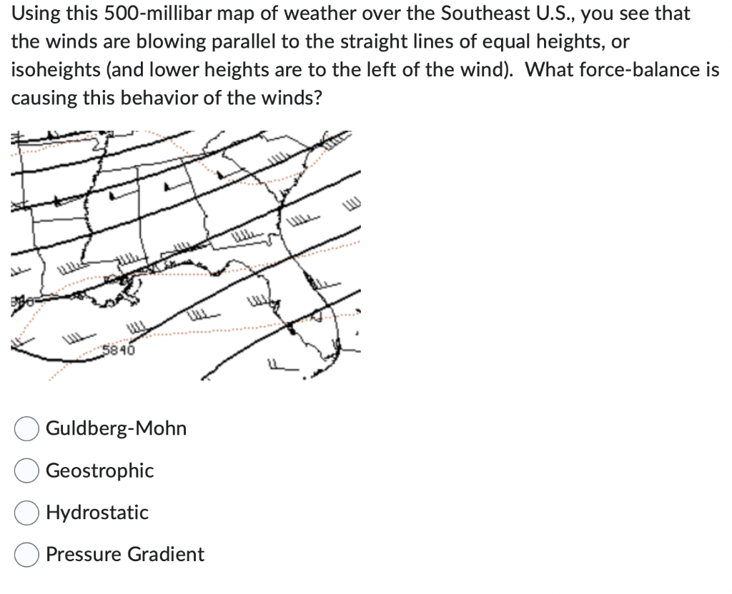 Solved Using this 500 -millibar map of weather over the | Chegg.com