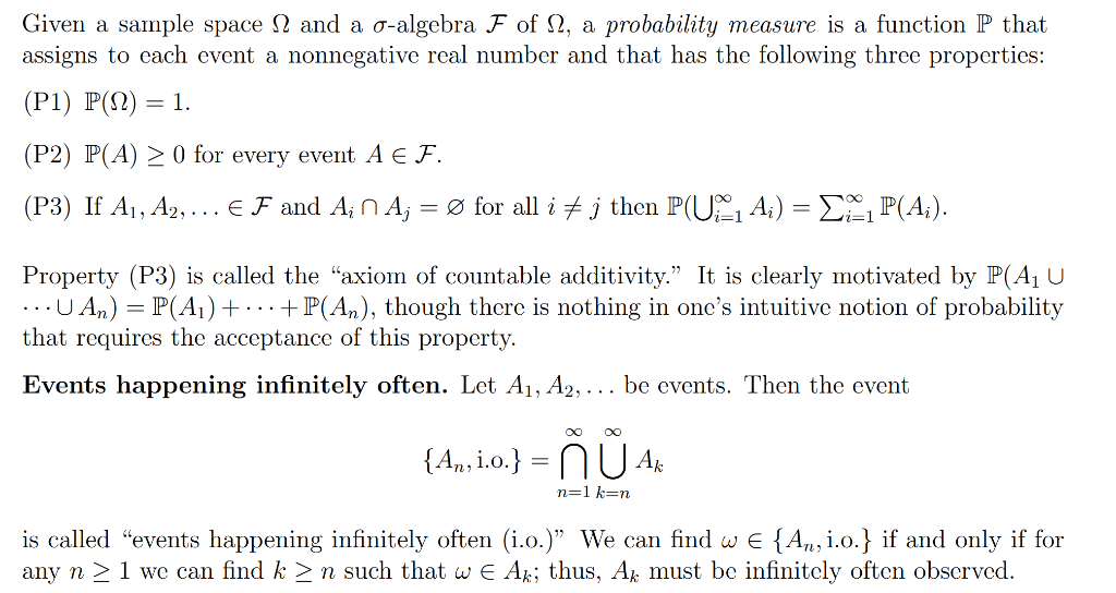 Solved Given a sample space Ω and a σ-algebra F of Ω, a | Chegg.com