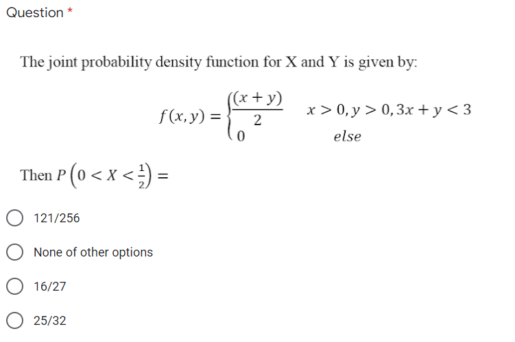 Solved Question * The joint probability density function for | Chegg.com