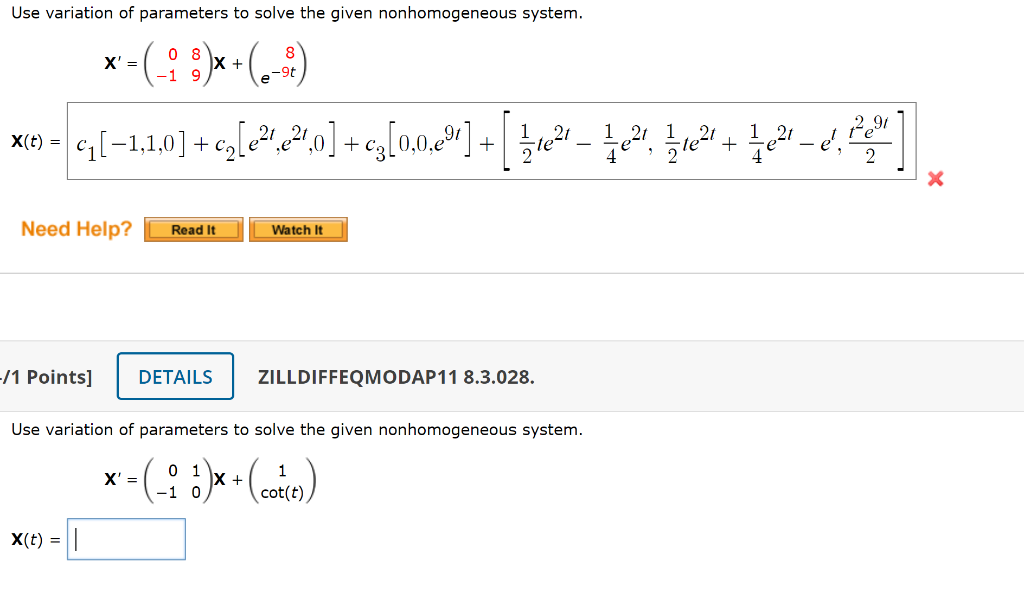 Solved Use variation of parameters to solve the given | Chegg.com