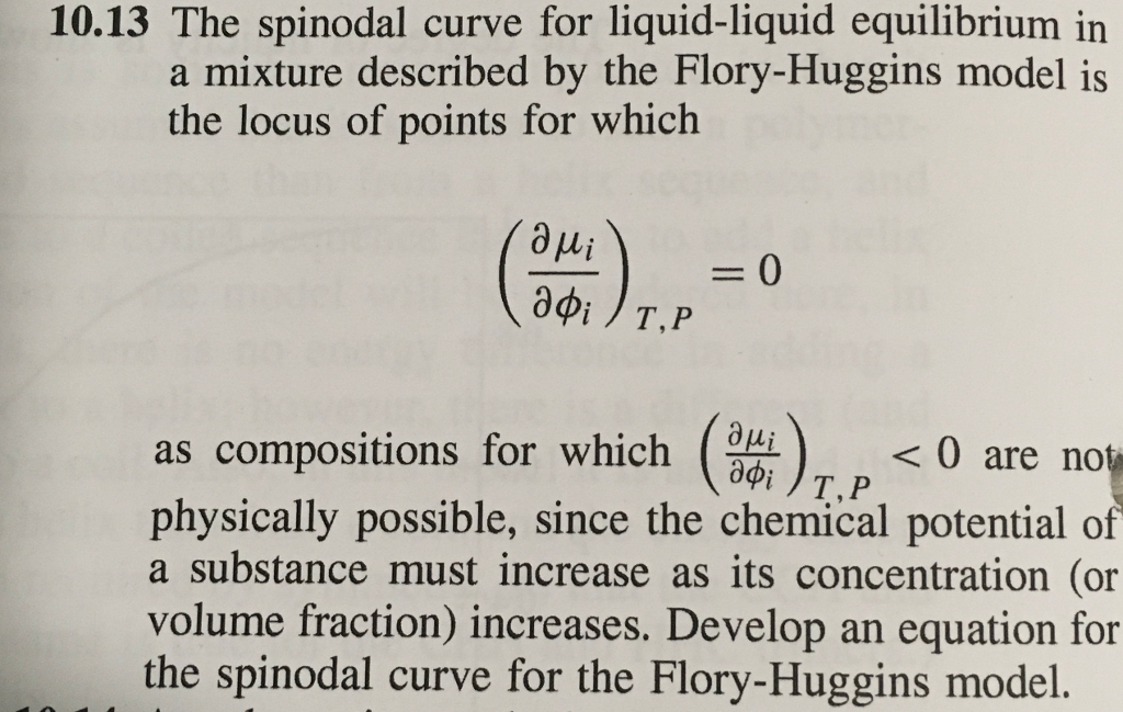 10.13 The spinodal curve for liquid-liquid | Chegg.com