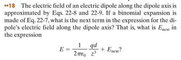 Solved -18 The electric field of an electric dipole along | Chegg.com