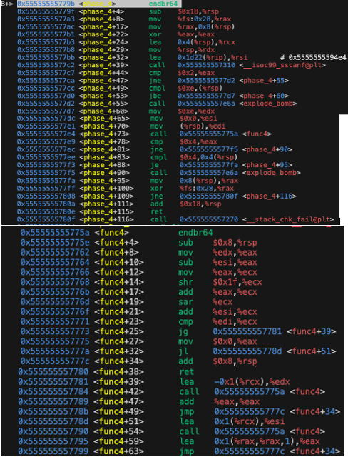 Solved Trying to solve phase 4 ﻿of the binary bomb lab. I | Chegg.com