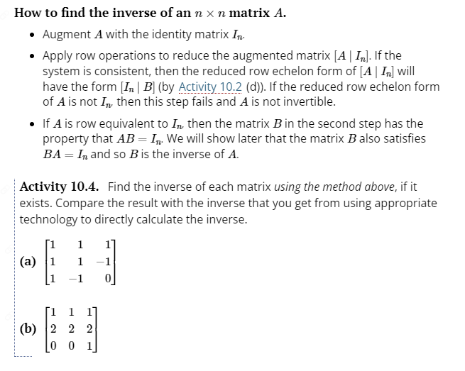 Solved How to find the inverse of an n×n matrix A. - Augment | Chegg.com