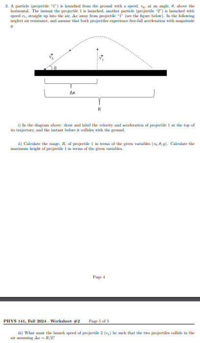 Solved A particle (projectile " 1? ) ﻿is launched from the | Chegg.com