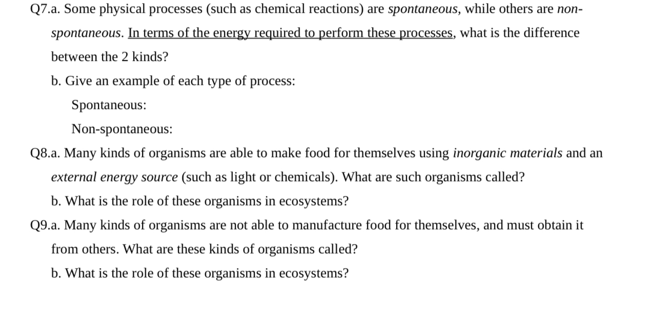 Solved Q7.a. Some physical processes (such as chemical | Chegg.com