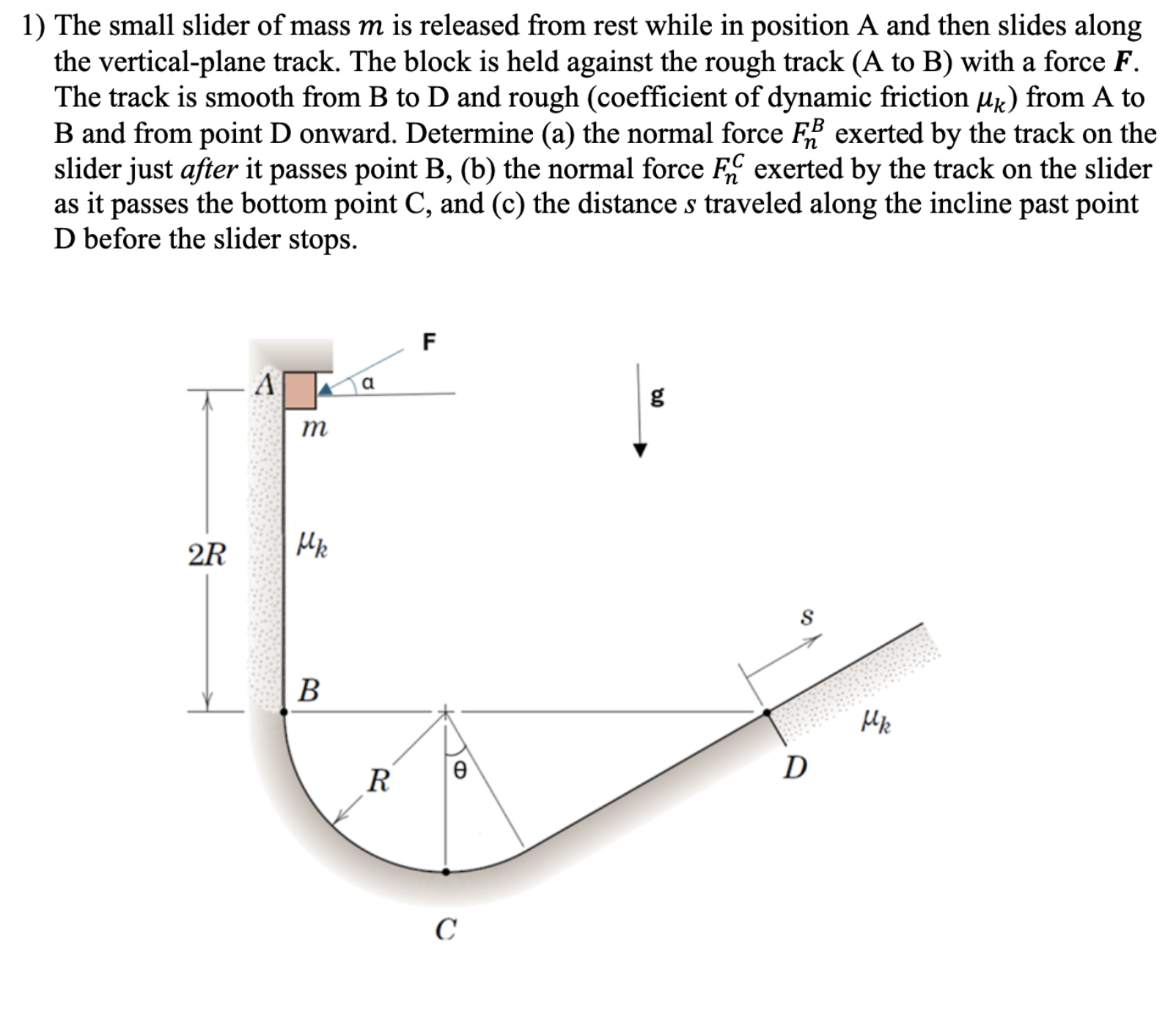 Solved The small slider of mass m ﻿is released from rest | Chegg.com