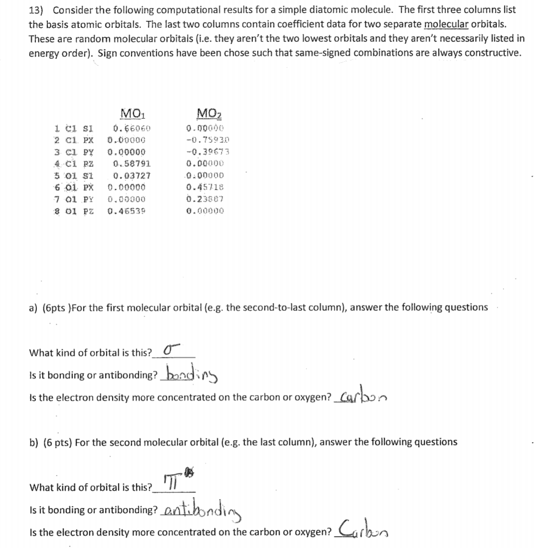 Solved 13 Consider The Following Computational Results For 