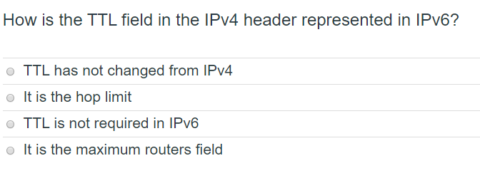 Solved How is the TTL field in the IPv4 header represented | Chegg.com