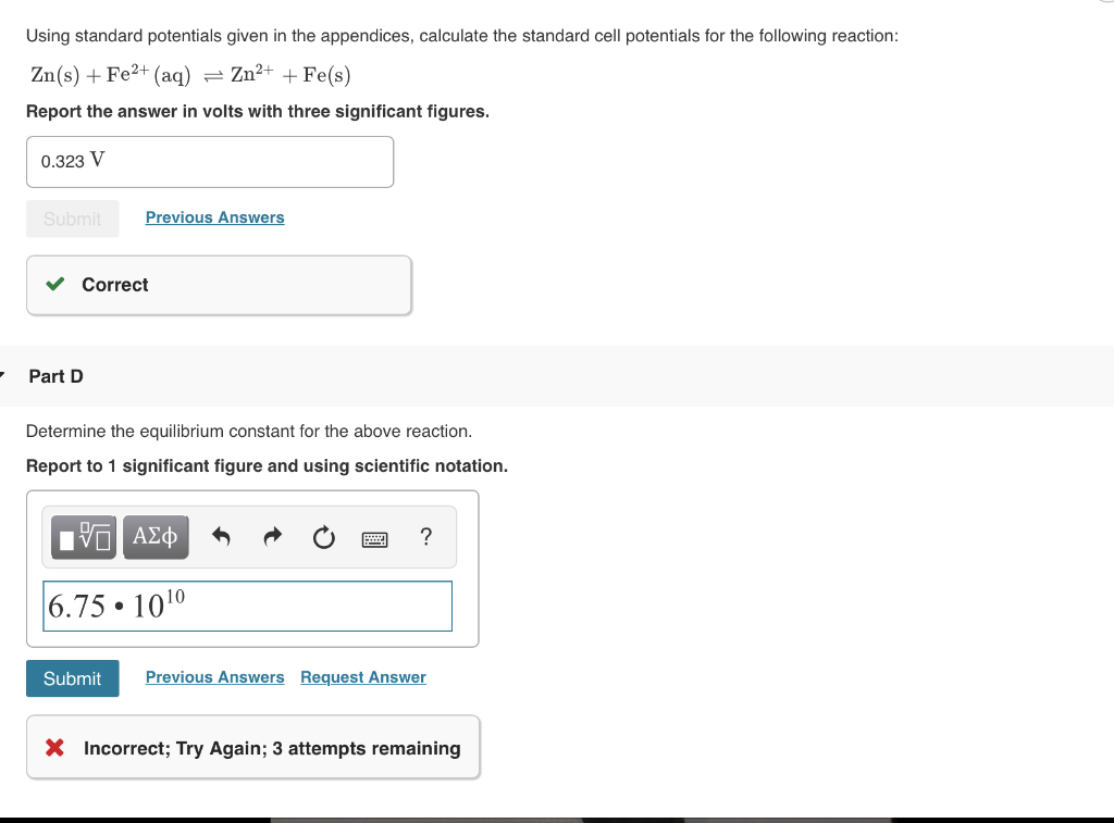 Solved Using standard potentials given in the appendices, | Chegg.com Solved Using standard potentials given in the appendices, | Chegg.com