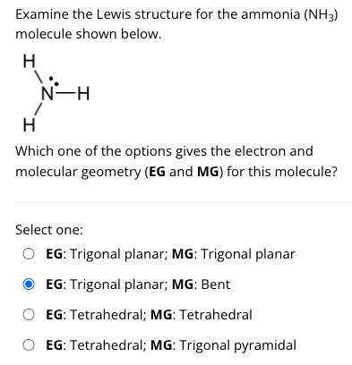 Solved Examine the Lewis structure for the ammonia (NH3) | Chegg.com