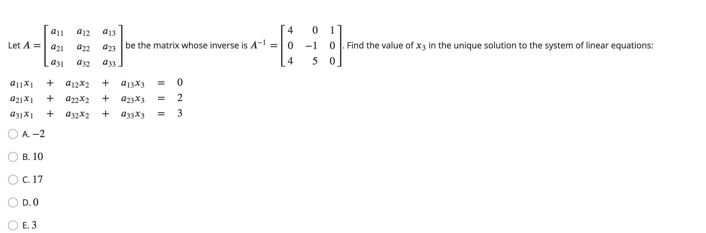 Solved a11 012 a13 4 0 1 Let A = 021 = 022 be the matrix | Chegg.com