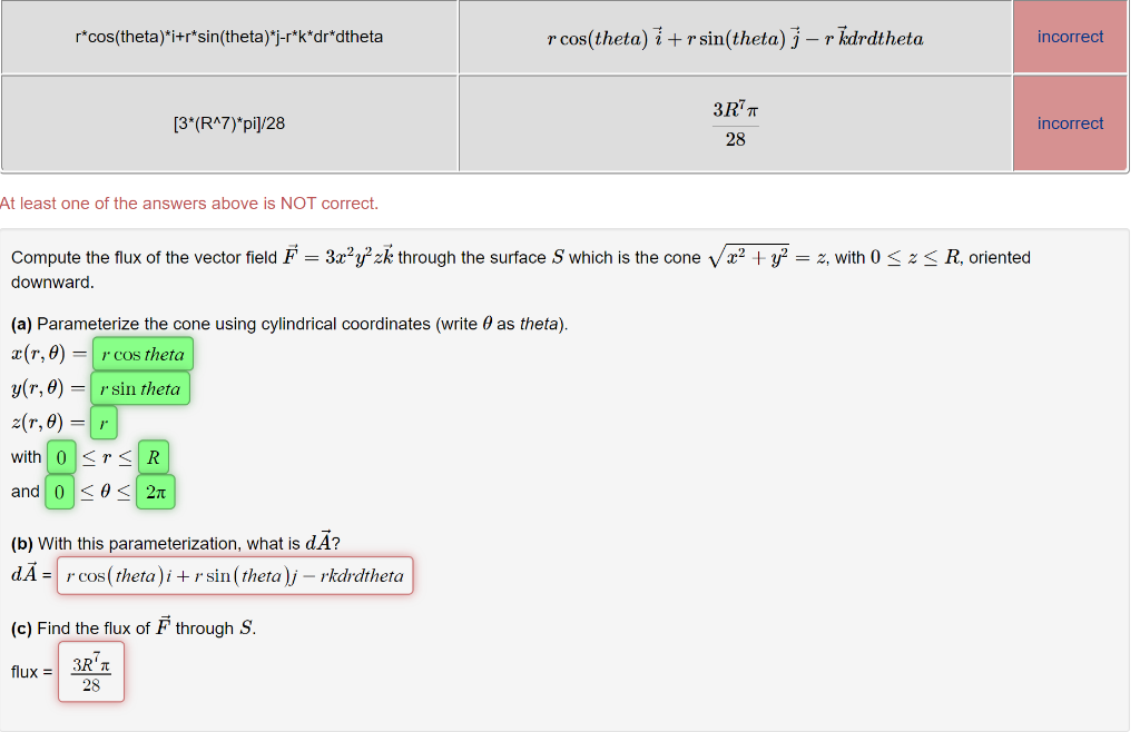 Solved r*cos(theta)*i+r*sin(theta)*j-r*k*dr*dtheta r | Chegg.com