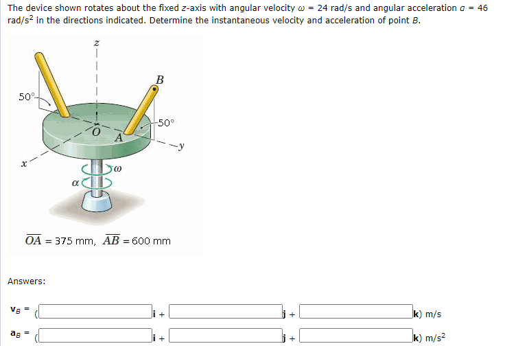 Solved The Device Shown Rotates About The Fixed Z Axis With 