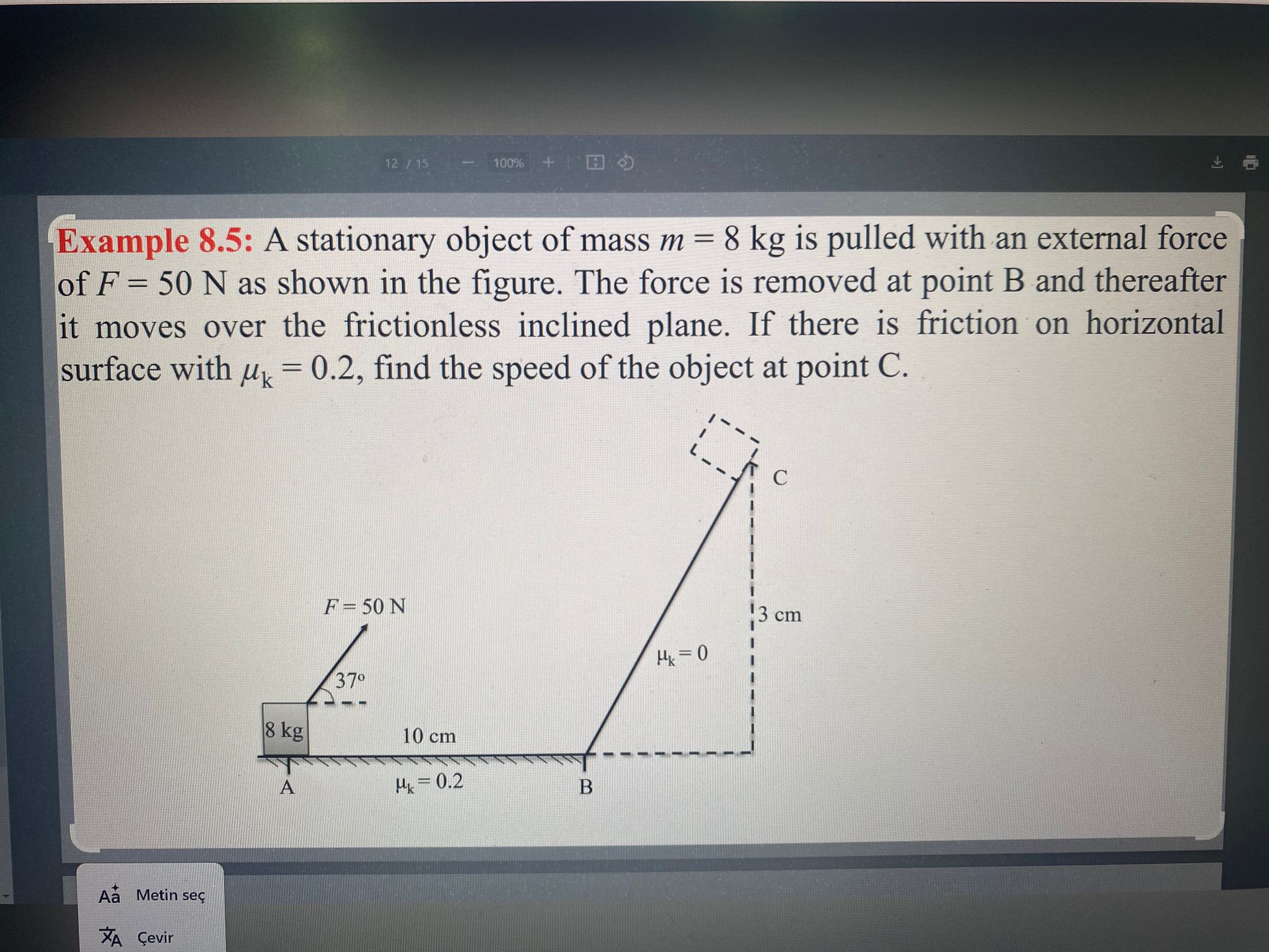 Solved Example 8.5: A stationary object of mass \( | Chegg.com
