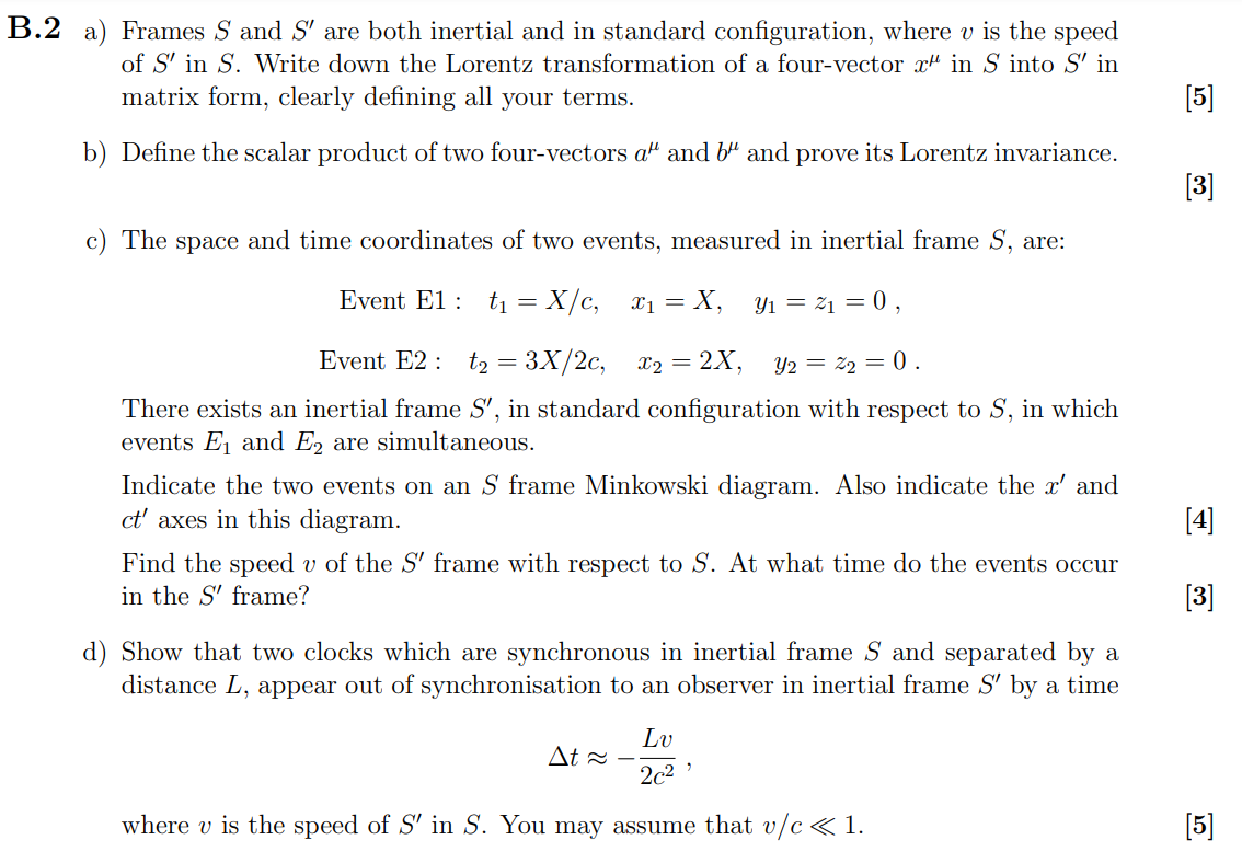 a) Frames S and S′ are both inertial and in standard | Chegg.com