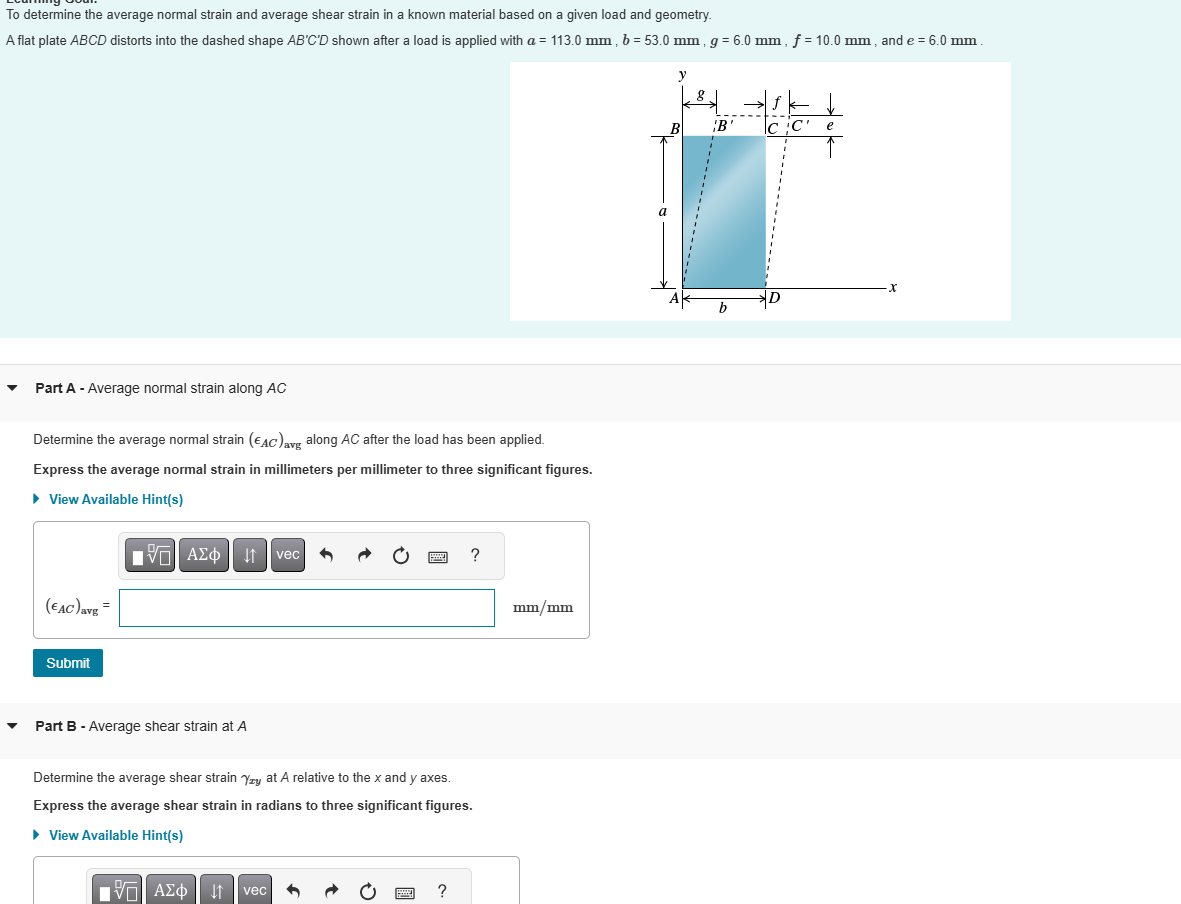 Solved To ﻿determine the average normal strain and average | Chegg.com