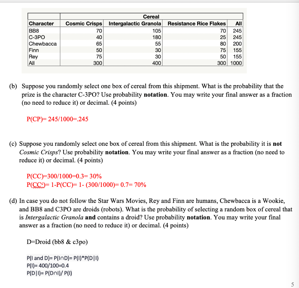 Solved (b) Suppose you randomly select one box of cereal | Chegg.com