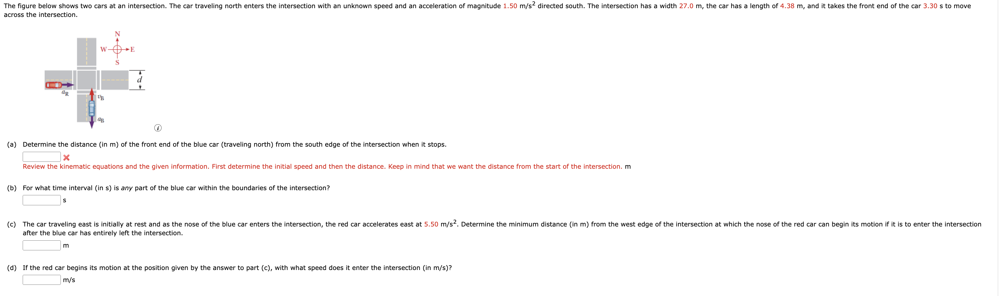 Solved (a) Determine the distance (in m ) of the front end | Chegg.com