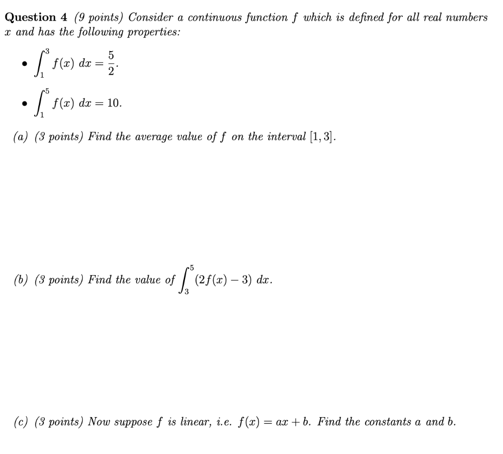 Solved Question 4 (9 points) Consider a continuous function | Chegg.com