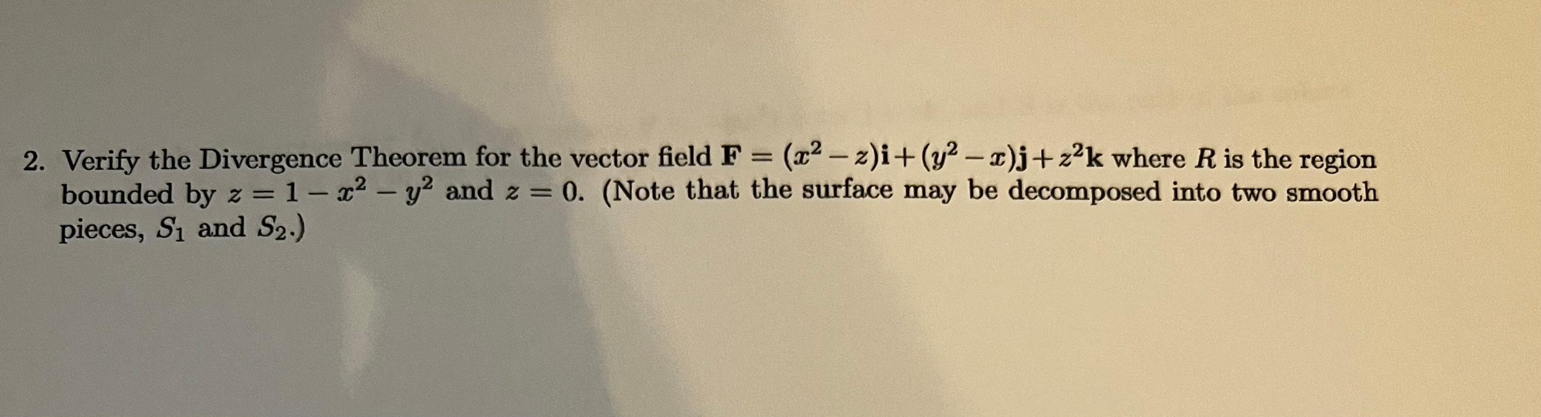 Solved Verify the Divergence Theorem for the vector field | Chegg.com