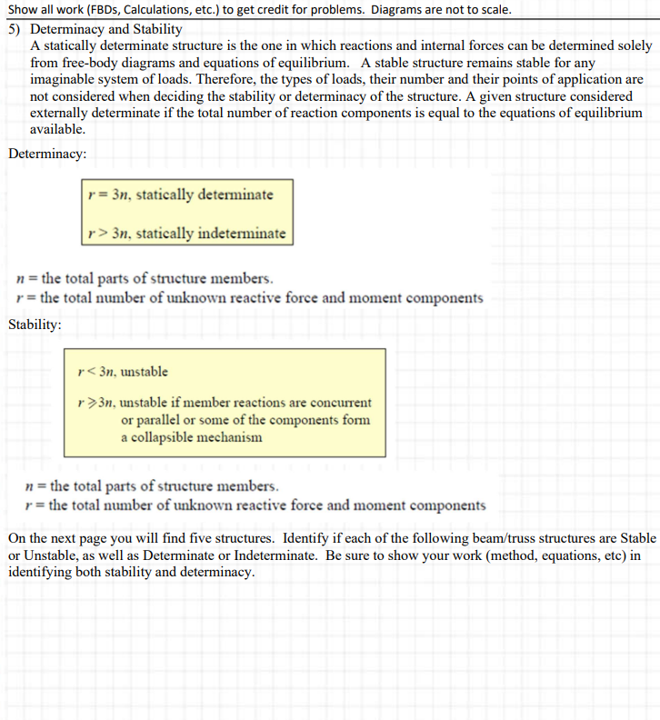 5) Determinacy and Stability A statically determinate | Chegg.com