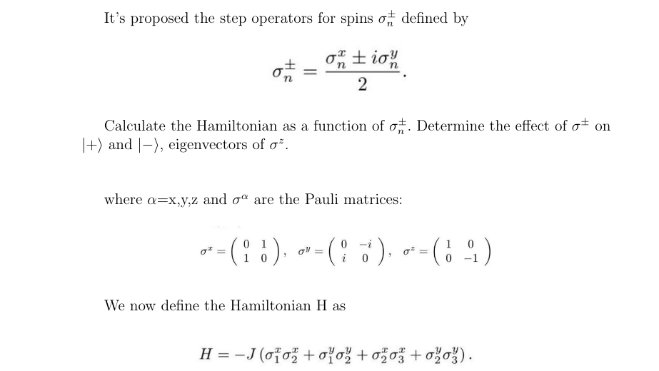 Solved It's proposed the step operators for spins ont | Chegg.com