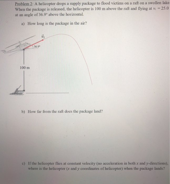 Solved Problem 2: A helicopter drops a supply package to | Chegg.com